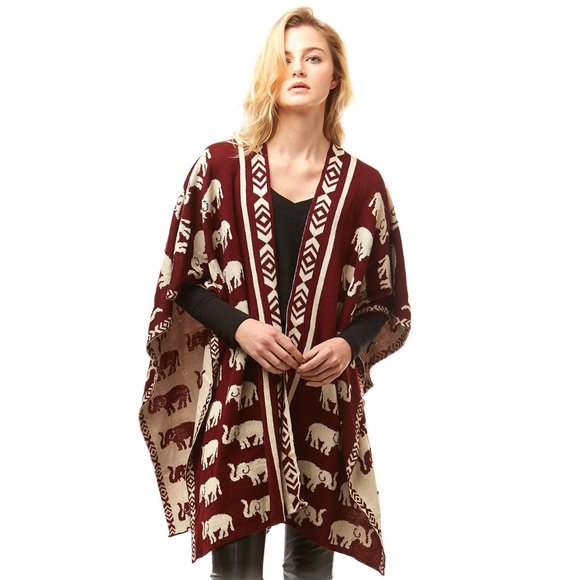 LOF | Jackets & Coats | Lof Reversible Elephant Pattern Shawl | Poshmark